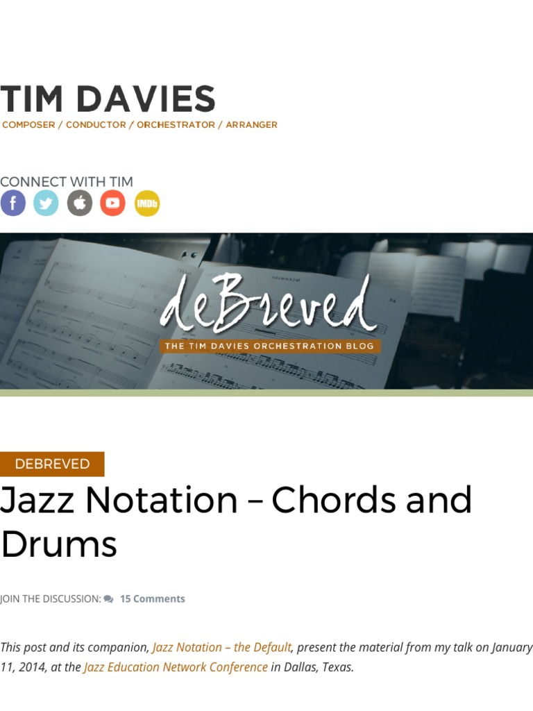 Jazz Notation Tips for Chords & Drums | PDF | Drum Kit | Performing Arts
