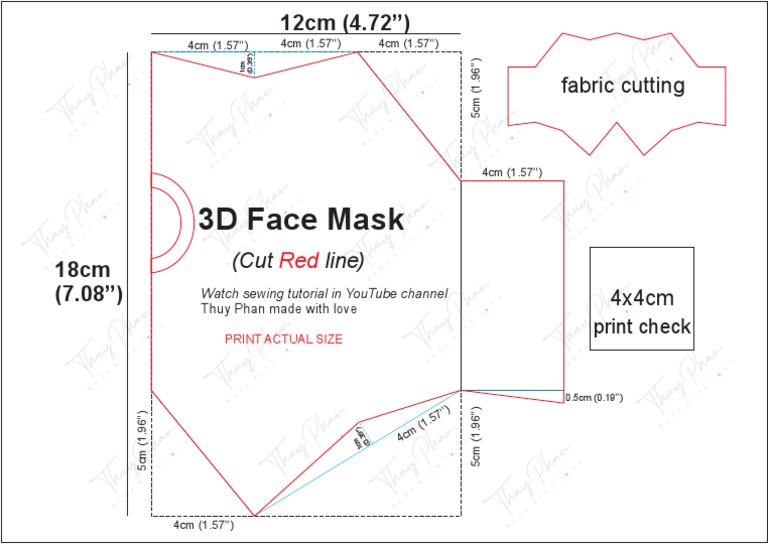 3D 1 M Size Face Mask Pattern Free-1 | PDF