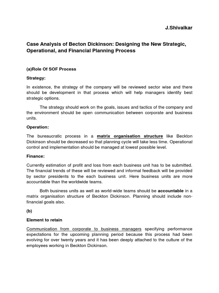 J.Shivalkar: (A) Role of SOF Process Strategy | PDF | Economies | Business