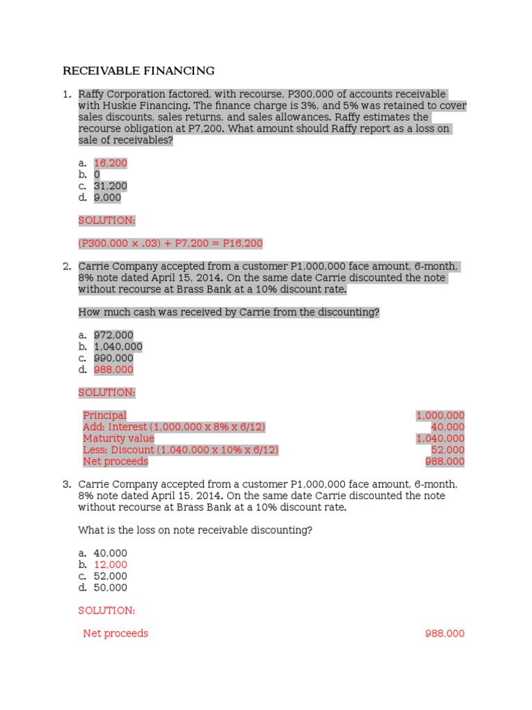 Receivable Financing | PDF | Factoring (Finance) | Discounting