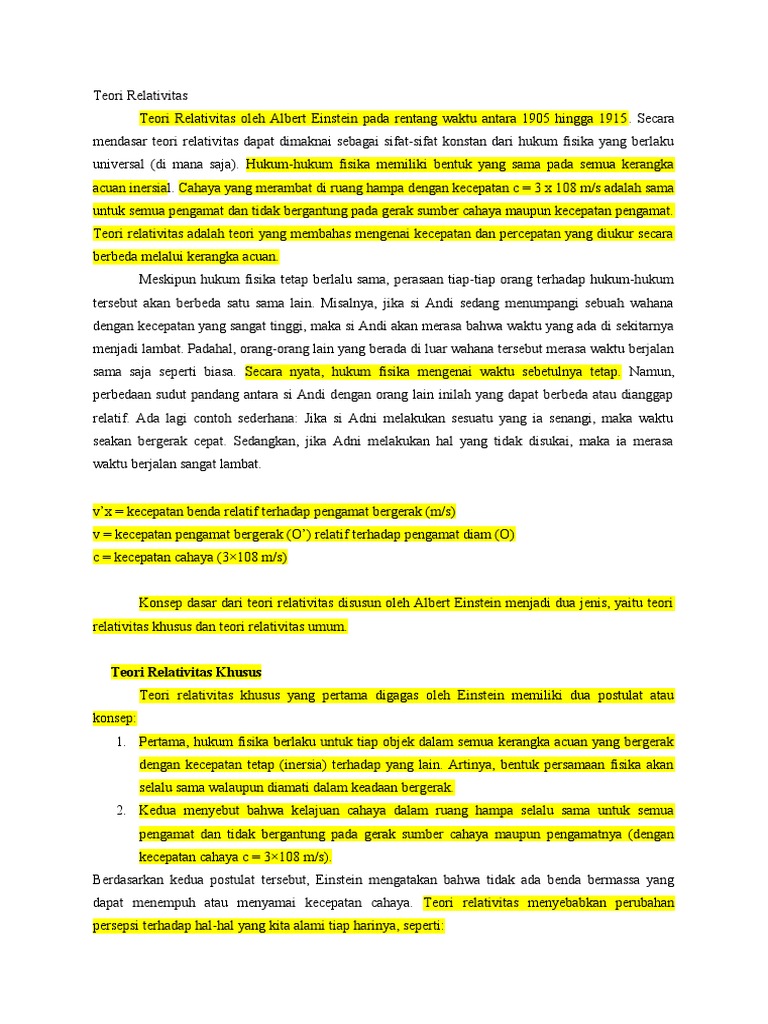 Teori Relativitas | PDF