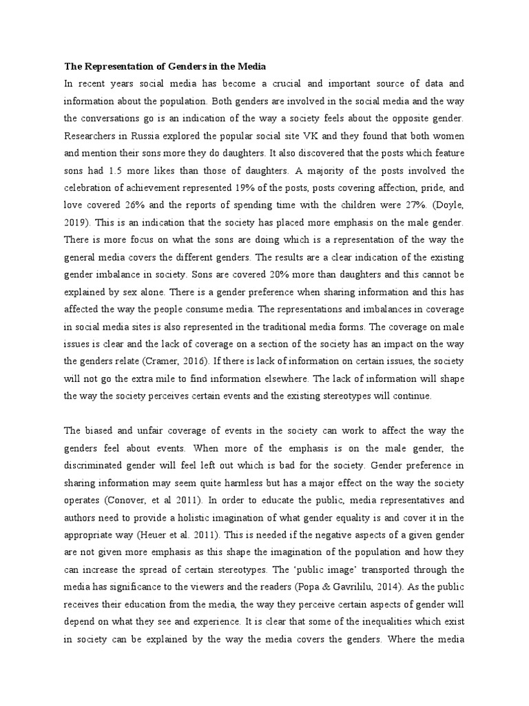 Gender Representation in Media Analysis | PDF | Gender | Gender Studies