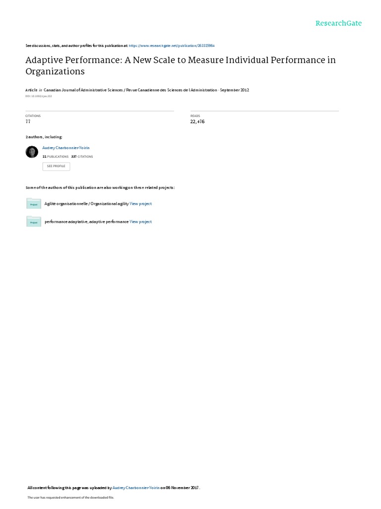 Adaptive Performance: A New Scale To Measure Individual Performance in ...