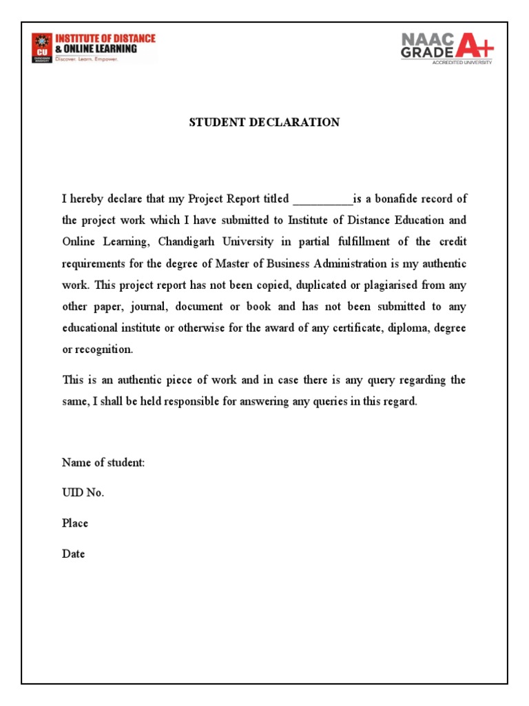 Student Declaration | PDF