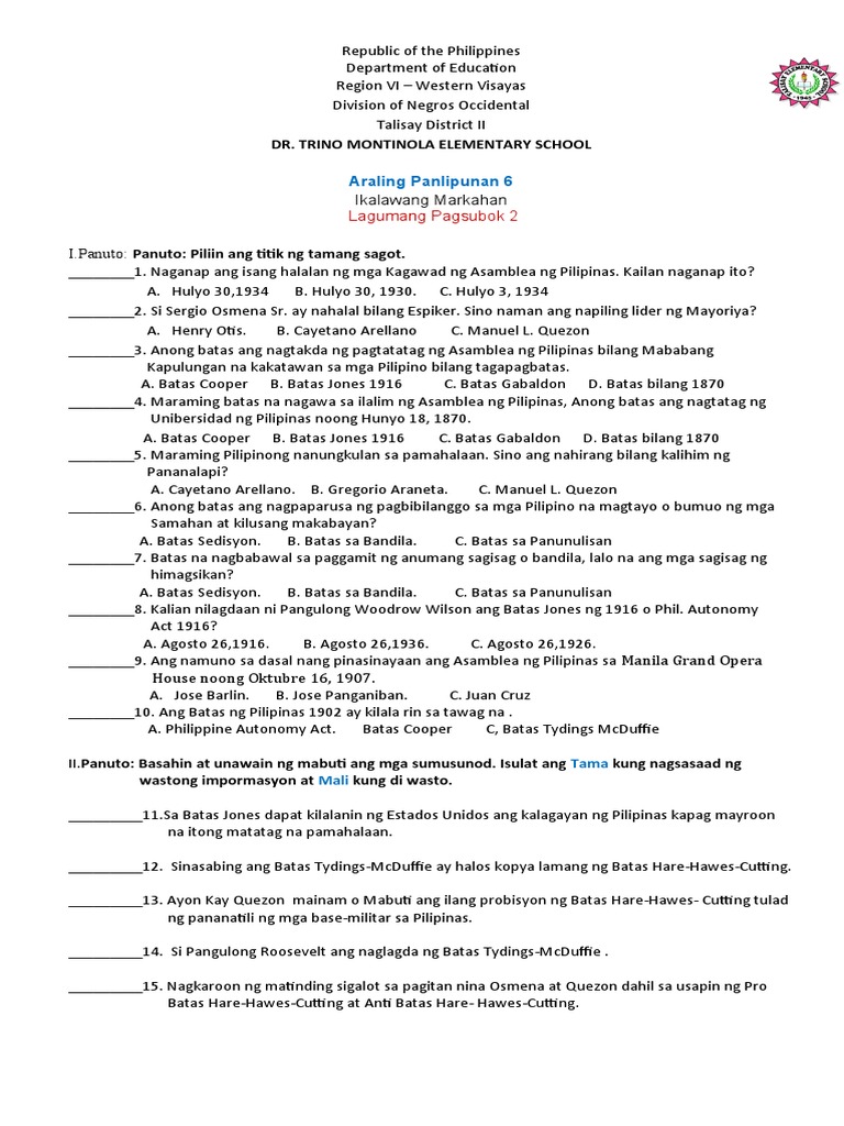 Ap6 Quarter2 Summative Test 2 Pdf