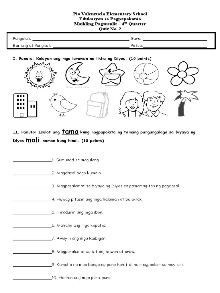 Grade 1 Summative Test in All Subjects - 4th Quarter #2 | PDF