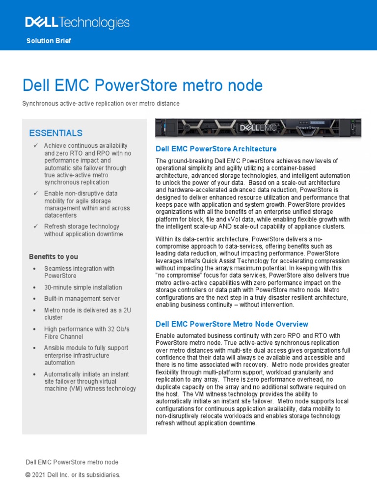 Dell Emc Powerstore Metro Node: Essentials | PDF | Replication ...