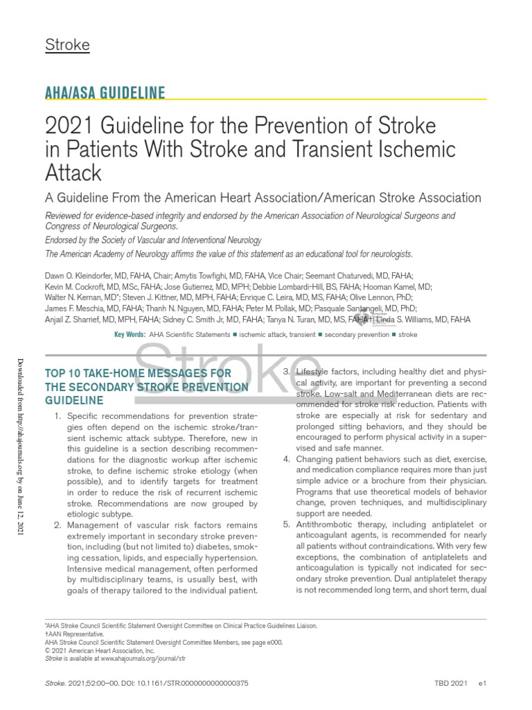 Stroke AHA Guidelines | PDF | Stroke | Cardiovascular Diseases