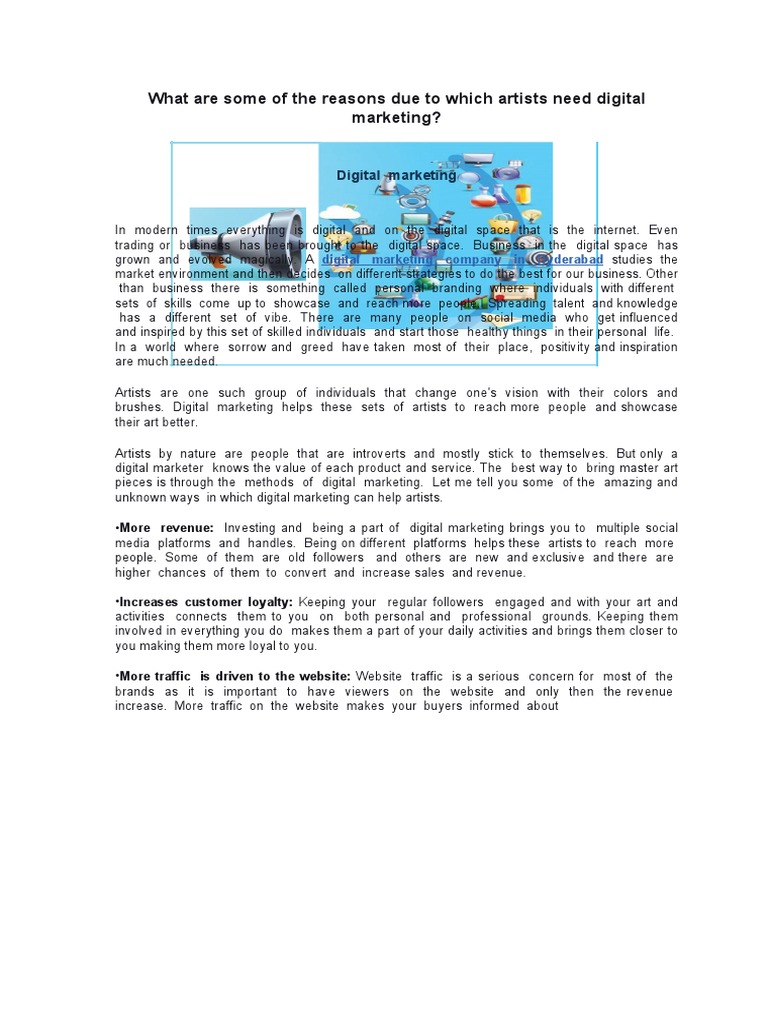 What Are Some of The Reasons Due To Which Artists Need Digital ...