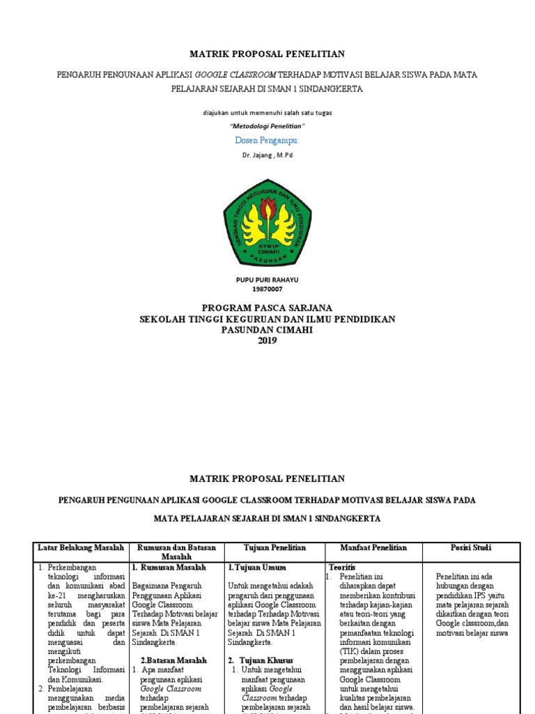 Contoh Matrik Proposal Tesis | PDF