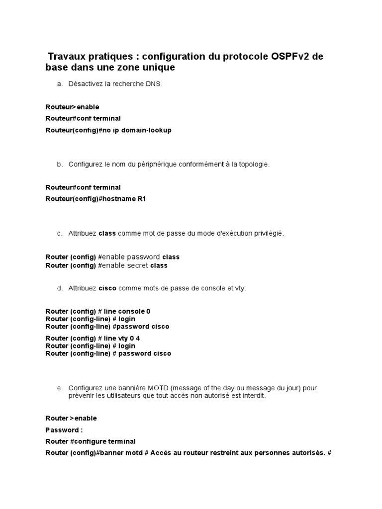 8.2.4.5 Lab - Configuring Basic Single-Area OSPFv2 | PDF | Routing | Communications Protocols