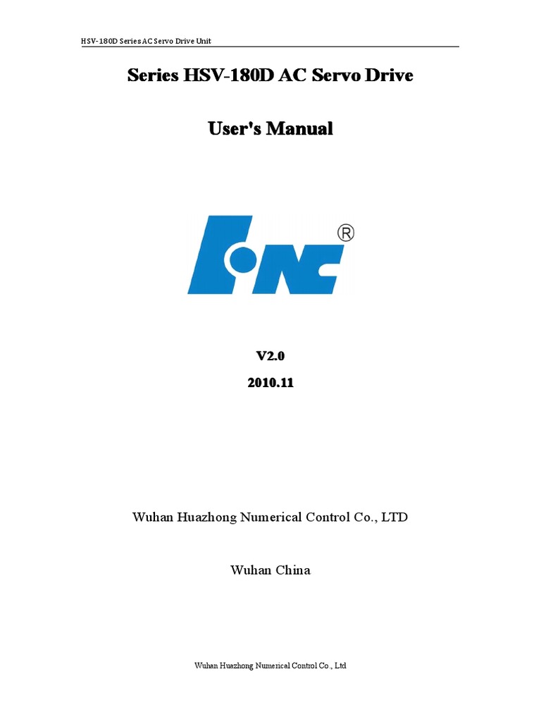 Series HSV-180D AC Servo Drive User's Manual | PDF | Electric Motor ...
