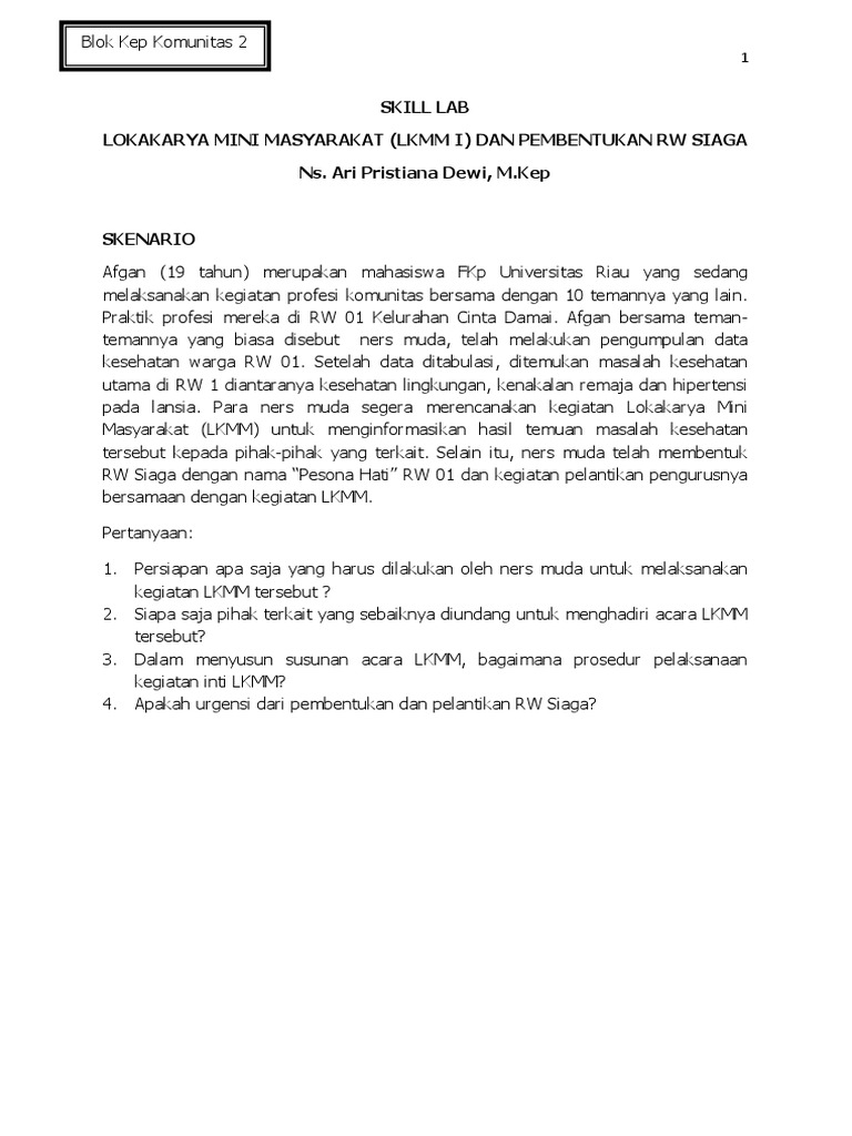 Skill Lab LKMM Dan RW Siaga | PDF