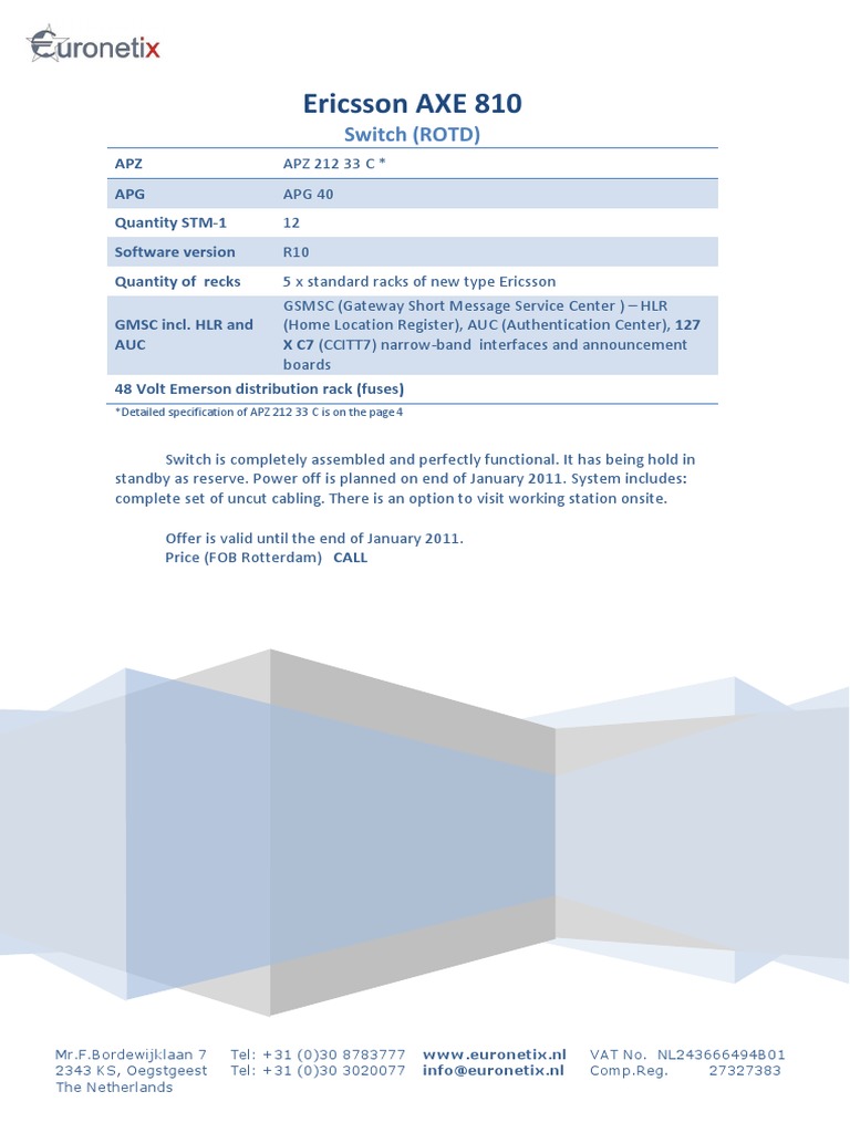 Ericsson AXE 810: Switch (ROTD) | PDF | Central Processing Unit ...