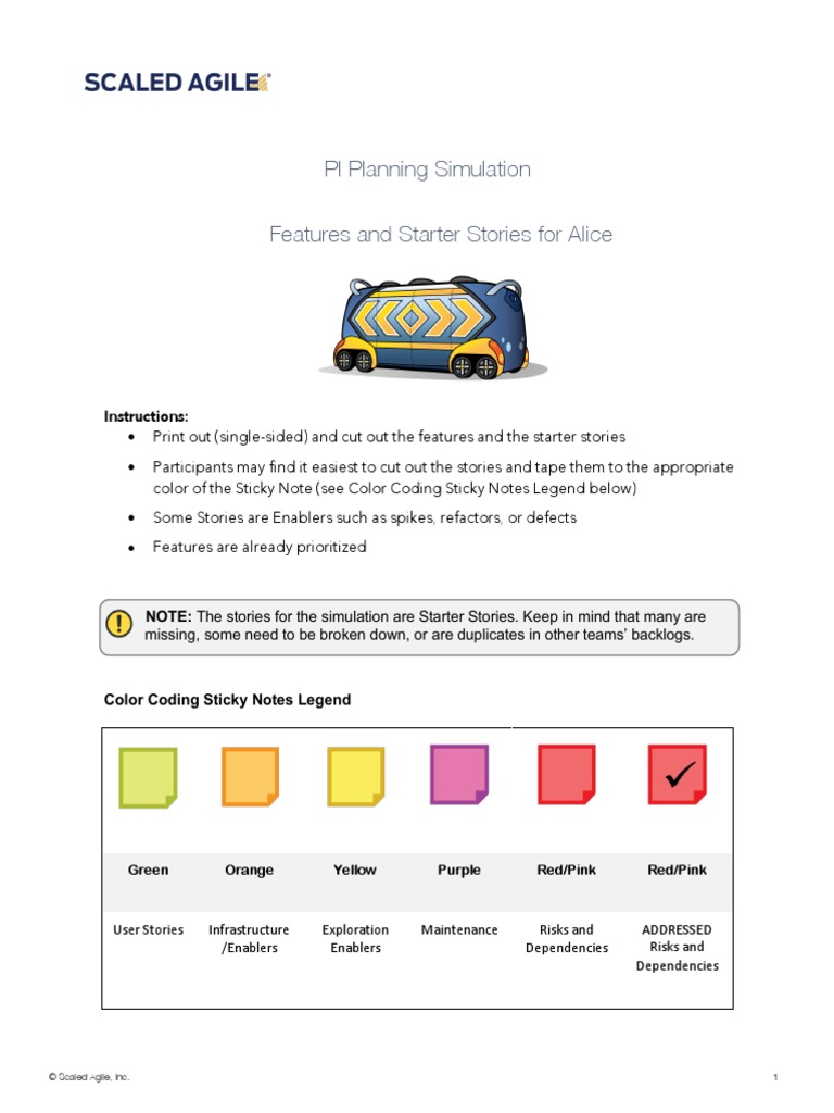 SAFe PI Planning Simulation Handout (5.1) | PDF | Traffic | Flight
