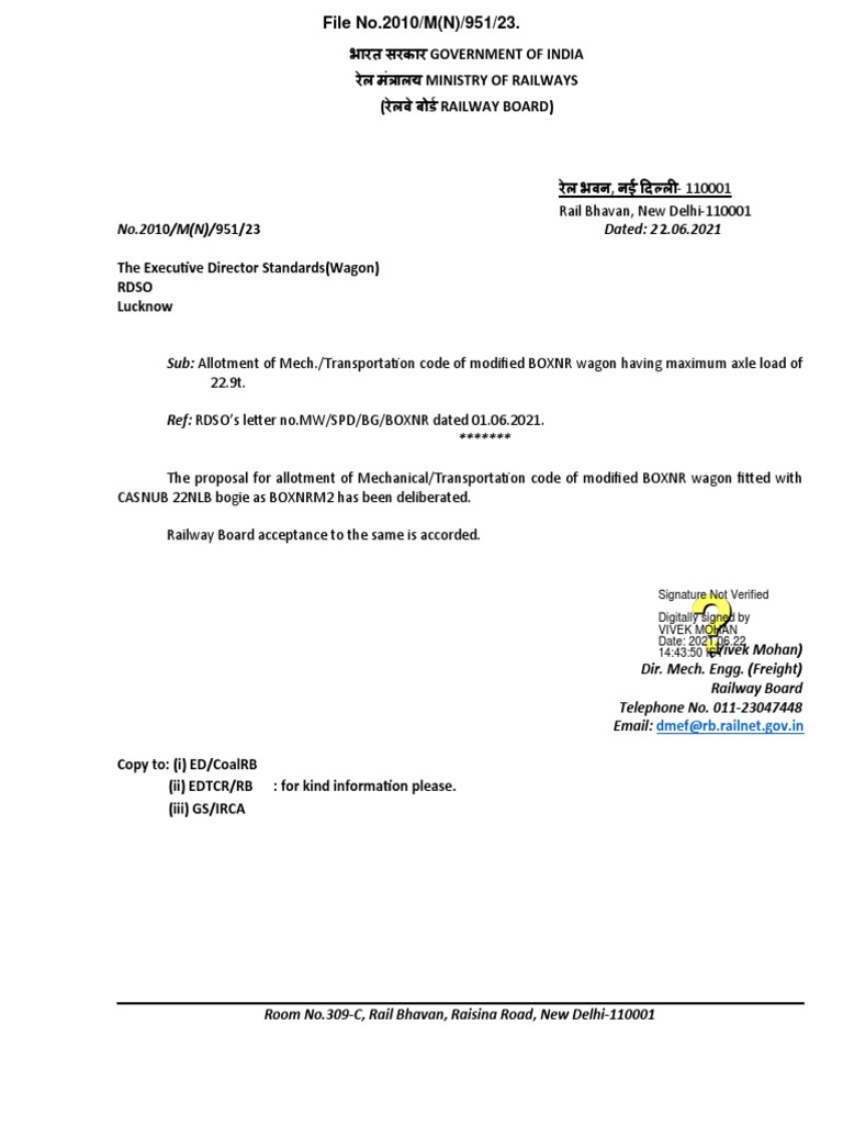 Rail Bhavan, New Delhi-110001: Dmef@rb - Railnet.gov - in | PDF