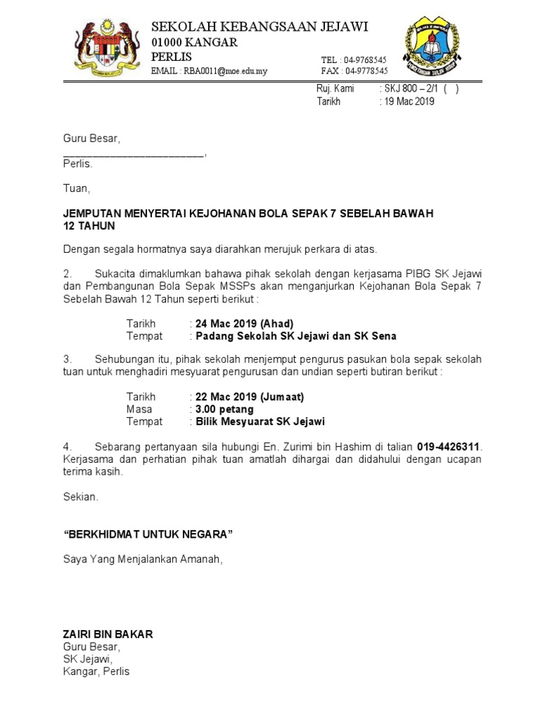 Surat Jemputan Mesyuarat | PDF