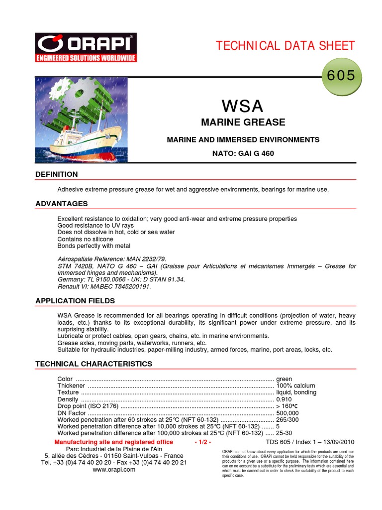 Technical Data Sheet: Marine Grease | PDF | Bearing (Mechanical ...