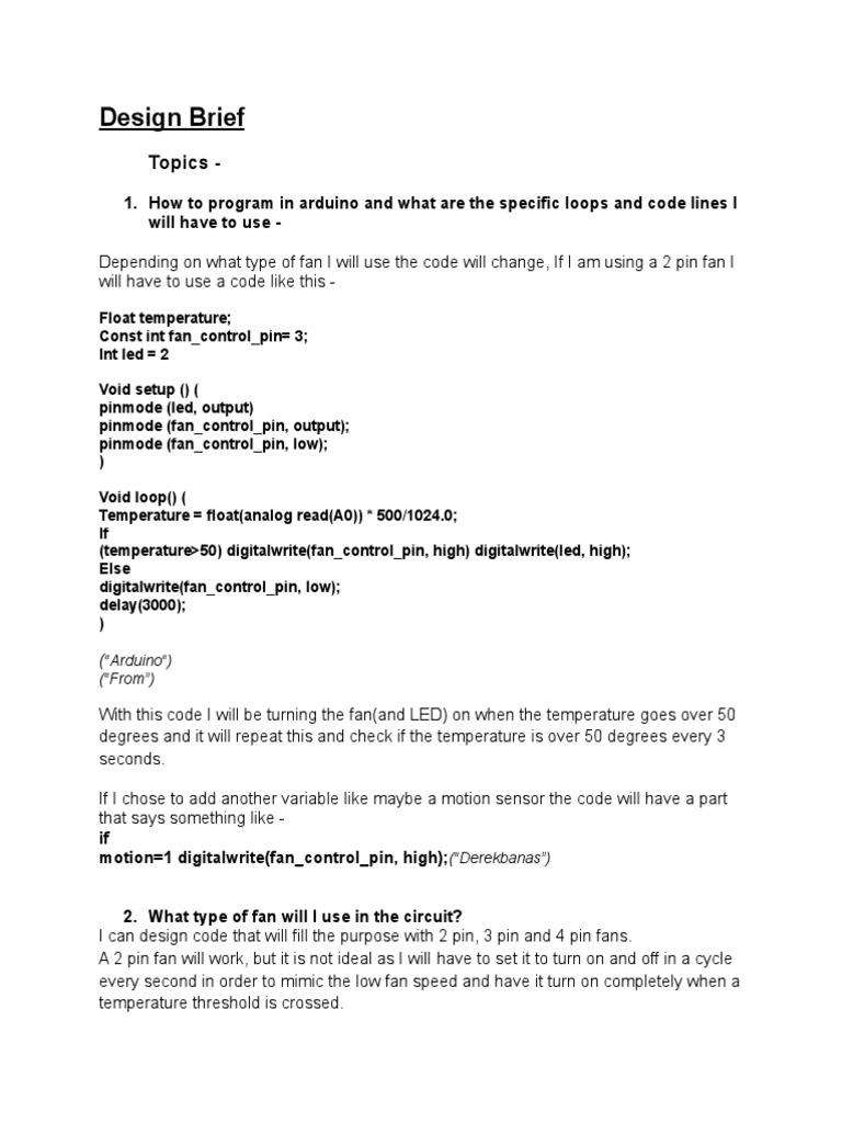 Avaneesh Arduino Design Brief | PDF