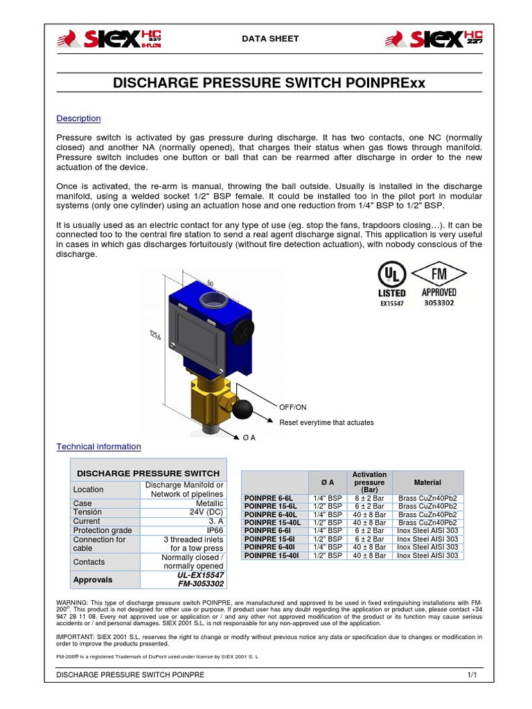 Discharge Pressure Switch Poinprexx: Description | PDF | Switch ...