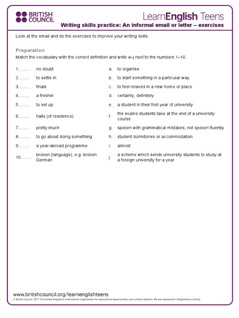 An Informal Email or Letter - Exercises | PDF | Human Communication ...