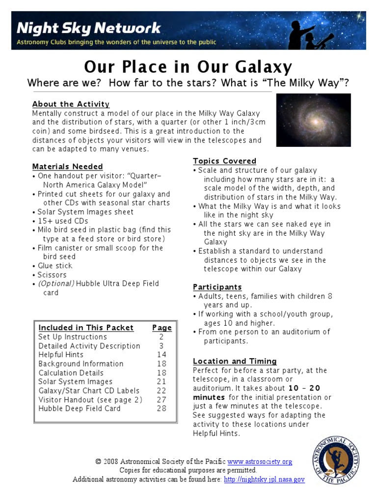 Our Pla C e in Our Galaxy: Where Are We ? How Far To The Stars ? What ...