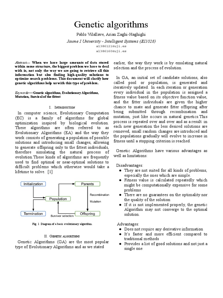 Genetic Algorithms: Jaume I University - Intelligent Systems (EI1028) | Download Free PDF ...
