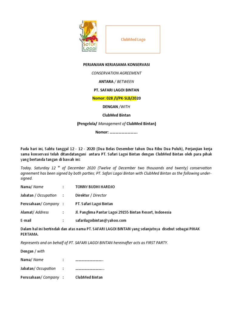 Contoh (DRAFT) Perjanjian Kerja Sama Antara Perusahaan | PDF