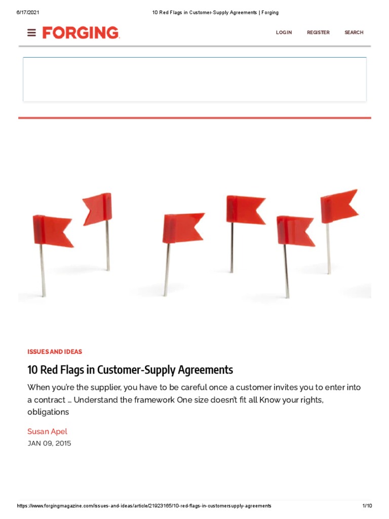10 Red Flags in Customer-Supply Agreements - Forging | PDF ...