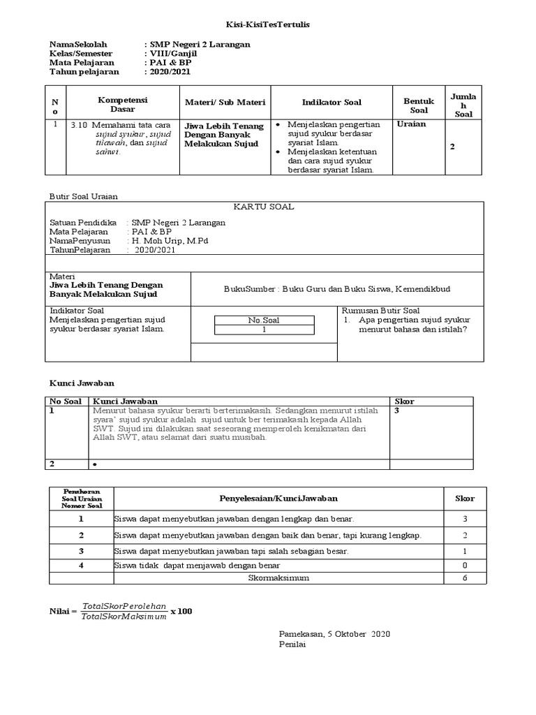 Instrumen Penilaian Tes Lisan | PDF