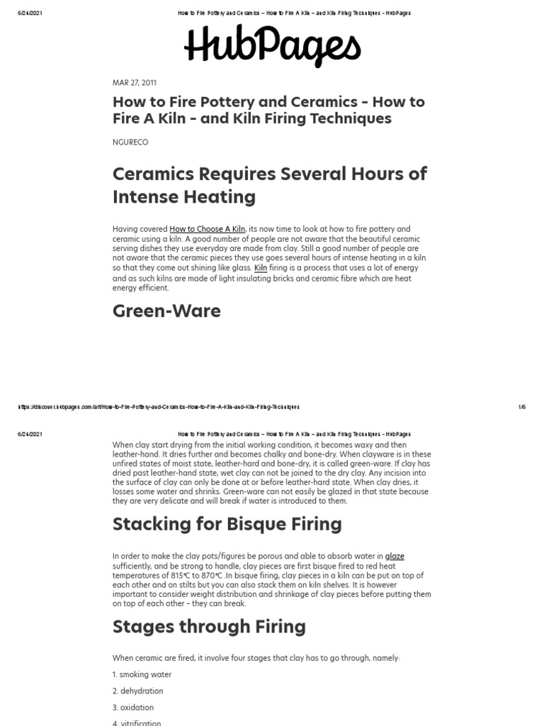 Pottery Kiln Firing Guide | PDF | Pottery | Ceramics