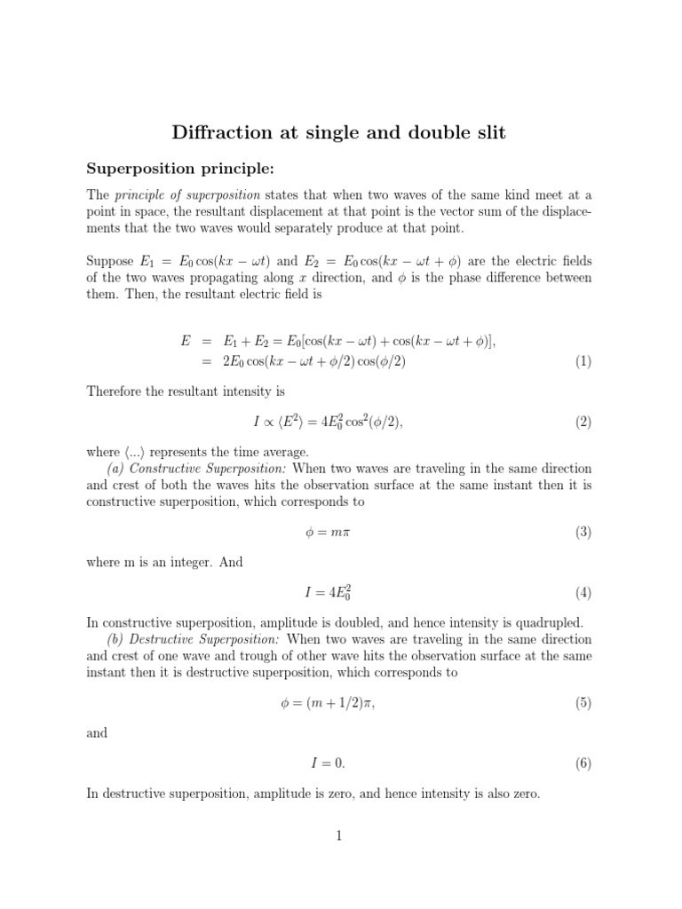 Diffraction Manual | PDF | Diffraction | Wavelength
