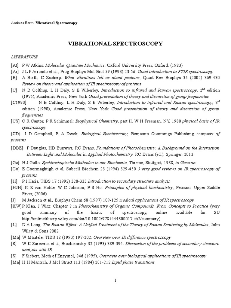 Vibrational Spectroscopy Overview | PDF | Infrared Spectroscopy ...
