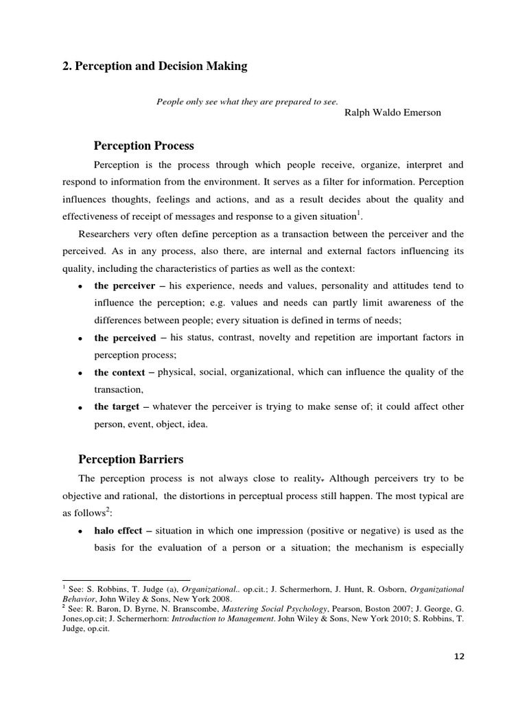 2 Perception and Decision Making | PDF | Perception | Stereotypes