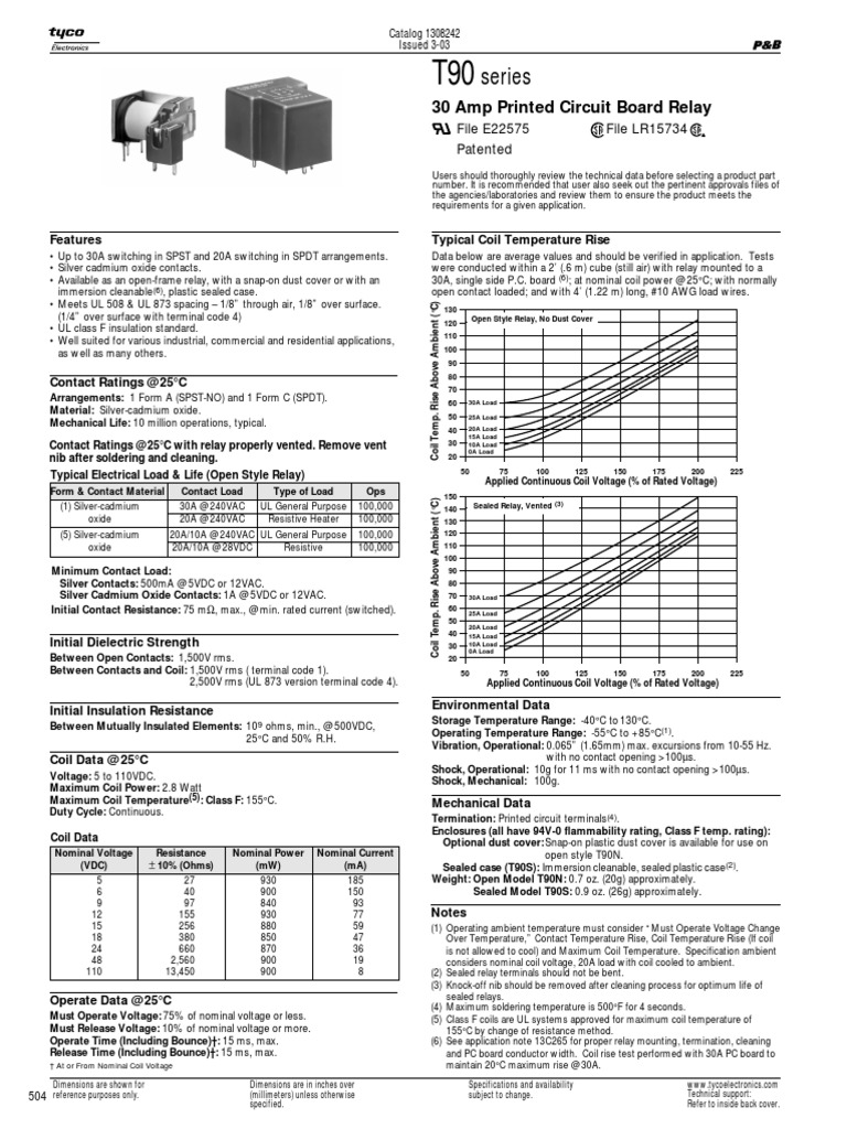 Series: 30 Amp Printed Circuit Board Relay | PDF | Relay | Switch