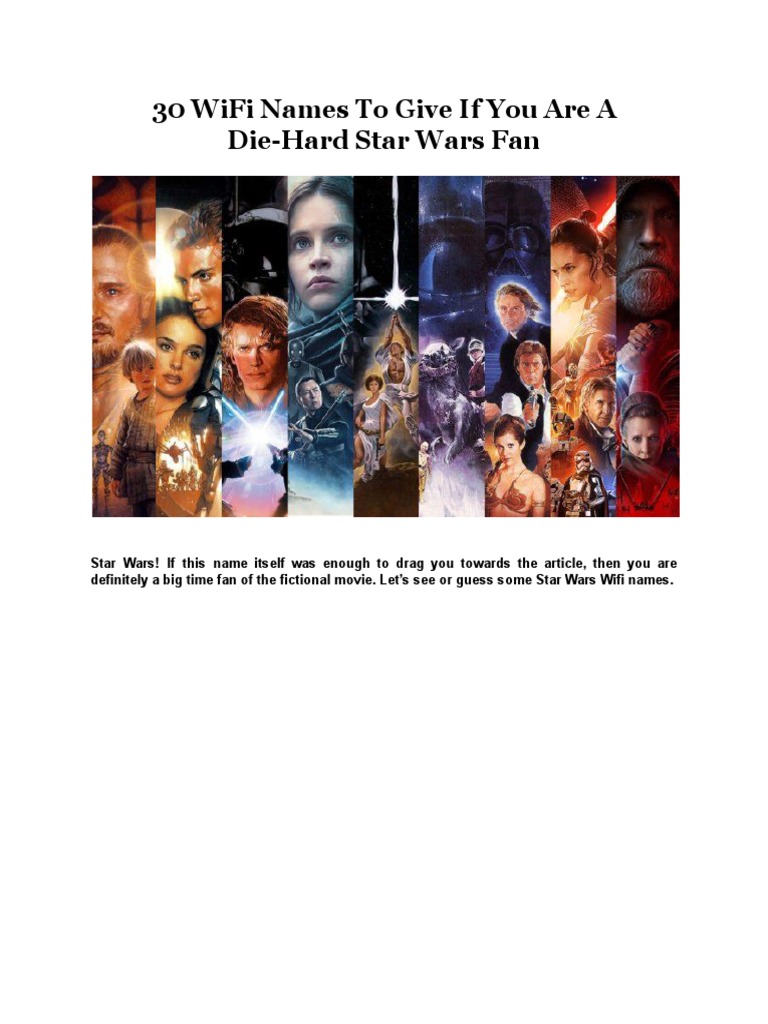 30 WiFi Names To Give If You Are A Die-Hard Star Wars Fan | PDF | Star ...