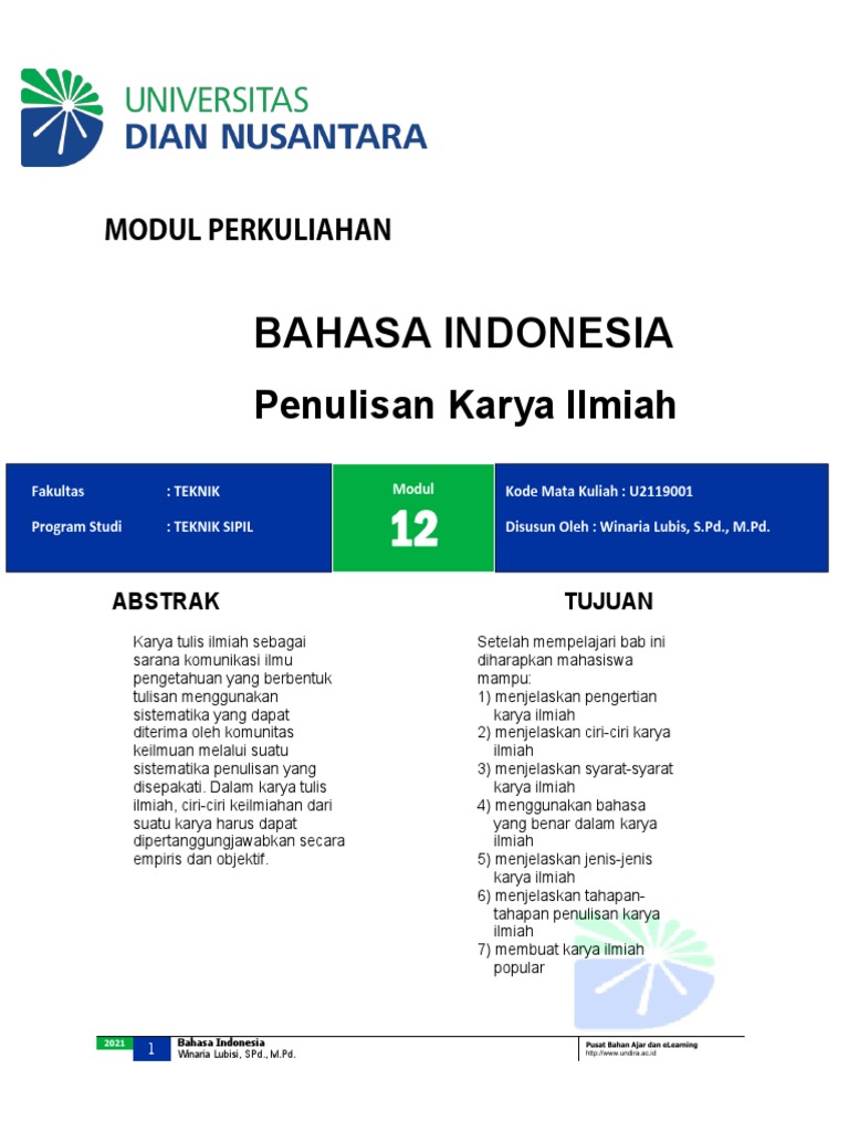 Modul 12 - Penulisan Karya Ilmiah | PDF