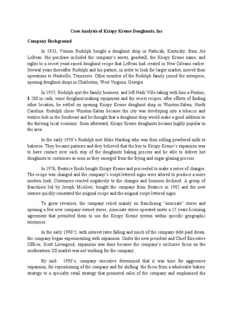 Case Analysis of Krispy Kreme Doughnuts | PDF | Doughnut | Economies