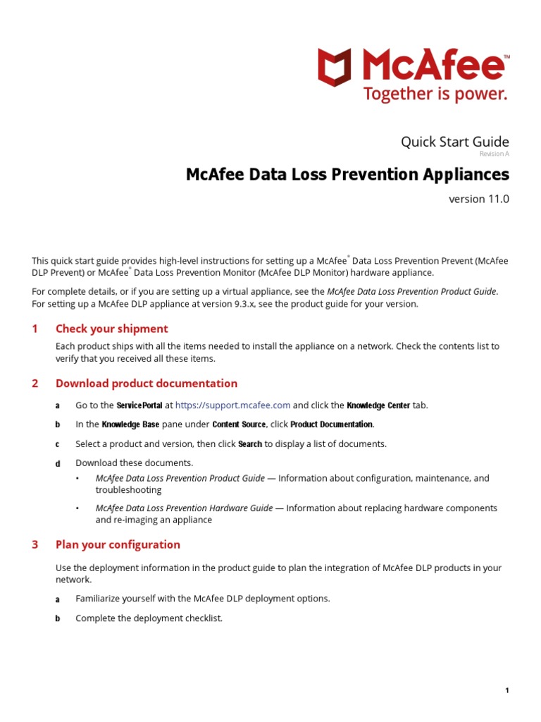 Mcafee Data Loss Prevention Appliances: Quick Start Guide | PDF | Ip ...