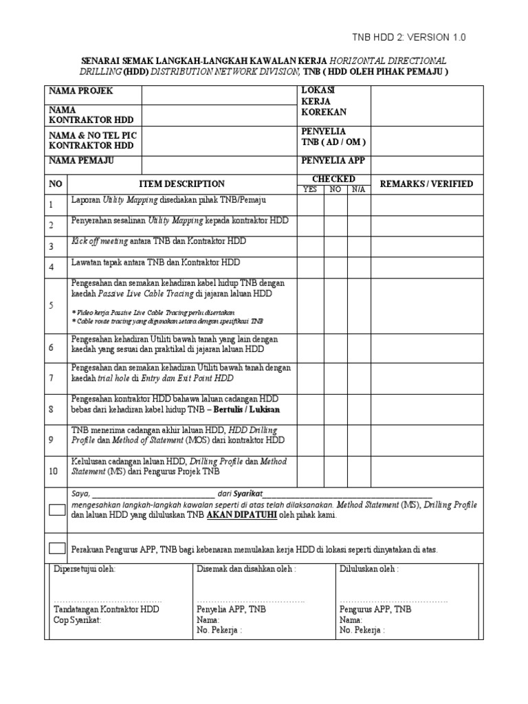 TNB HDD 2 Version 1.0 | PDF