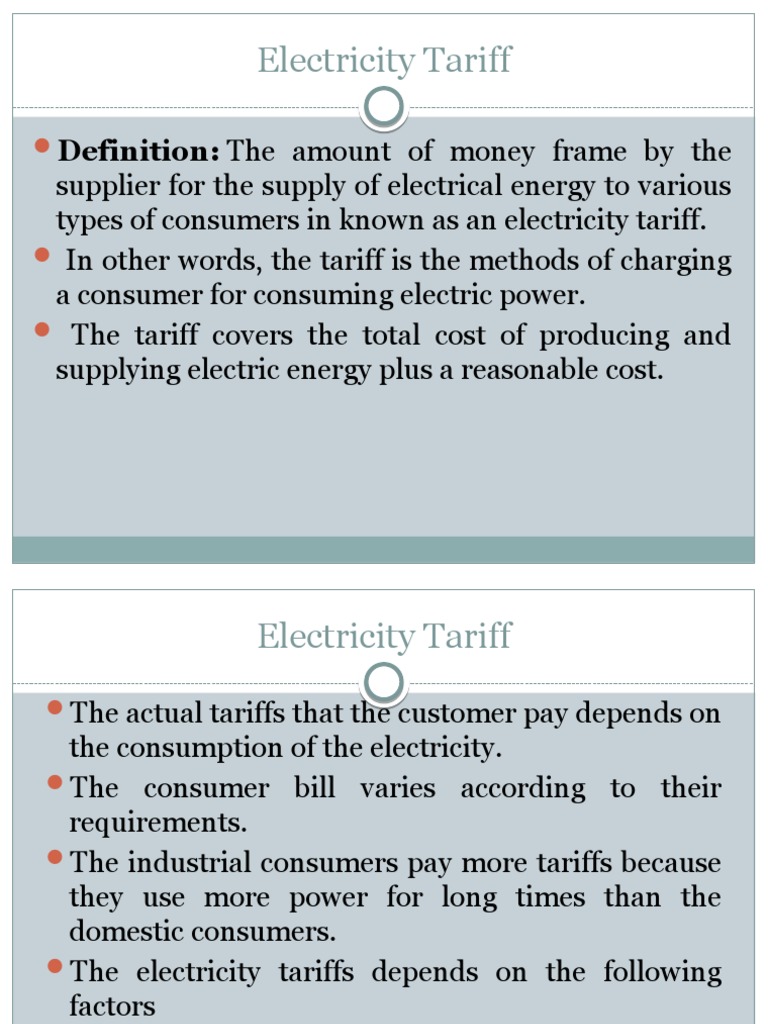 Electricity Tariff: Definition: The Amount of Money Frame by The | PDF ...