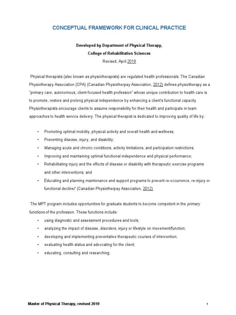 Conceptual Framework For Clinical Practice | PDF | Physical Therapy ...