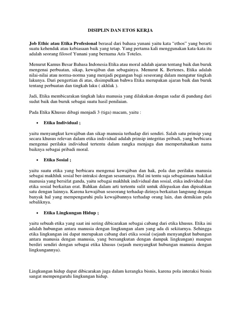 Disiplin Dan Etos Kerja PKL | PDF