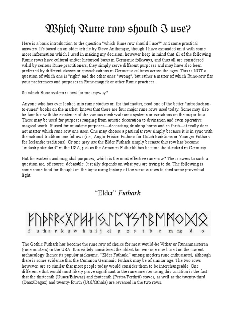 Choosing The Right Futhark (Rune Row) | PDF | Runes | Heathenry (New ...