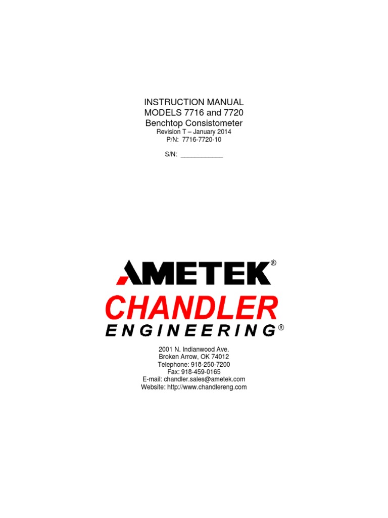 CHANDLER, Consistometr Model-7716-And-7720-Manual | PDF | Valve | Fuse ...