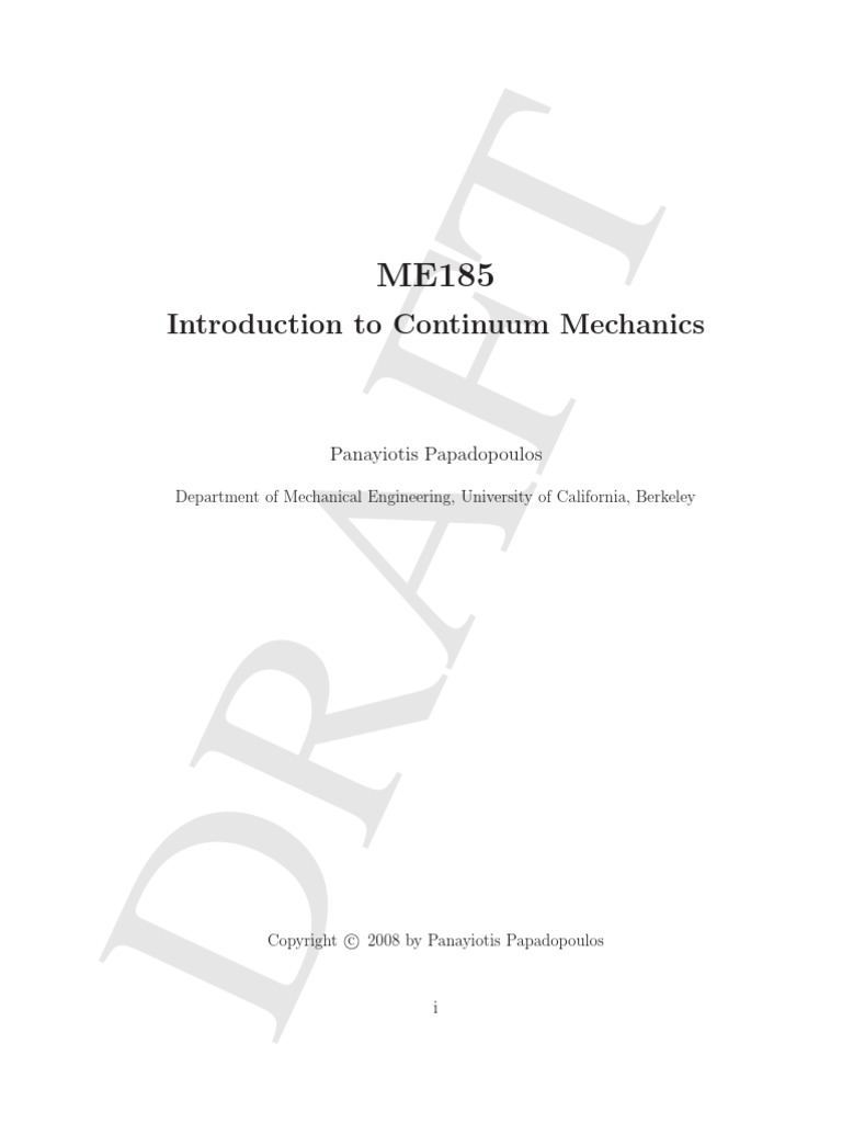 Introduction To Continuum Mechanics | PDF | Fluid Mechanics | Euclidean Vector