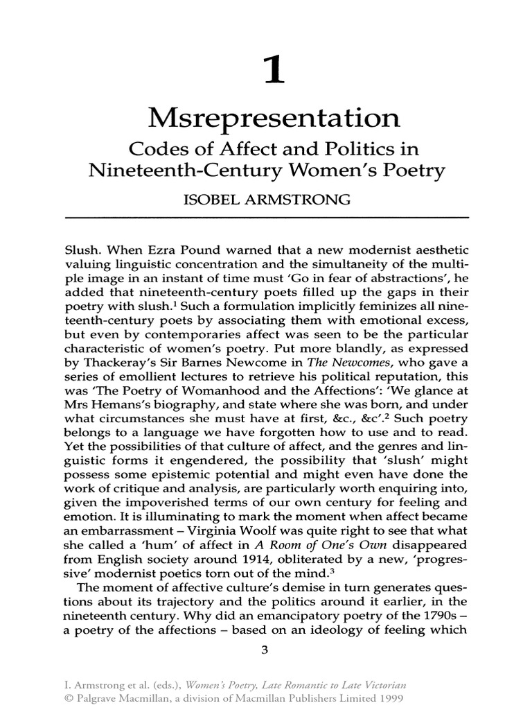 Msrepresentation: Codes of Affect and Politics in Nineteenth-Century ...