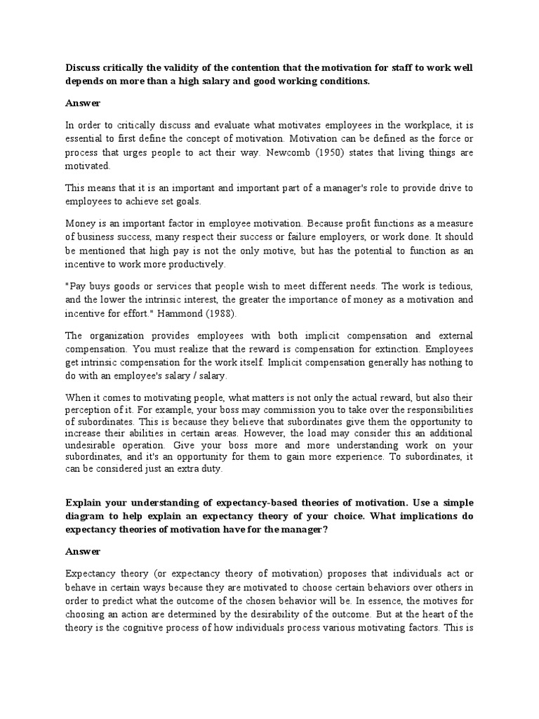 Discuss Critically The Validity of The Contention That The Motivation ...