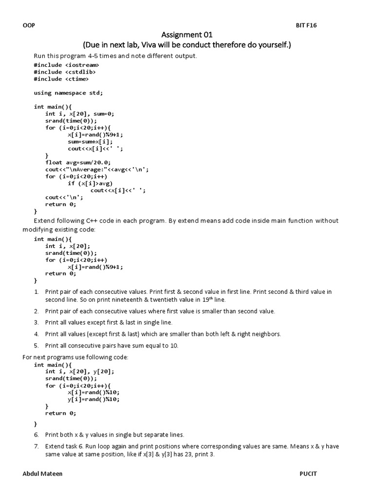 Assignement 01 | PDF | Computer Programming | Software Engineering