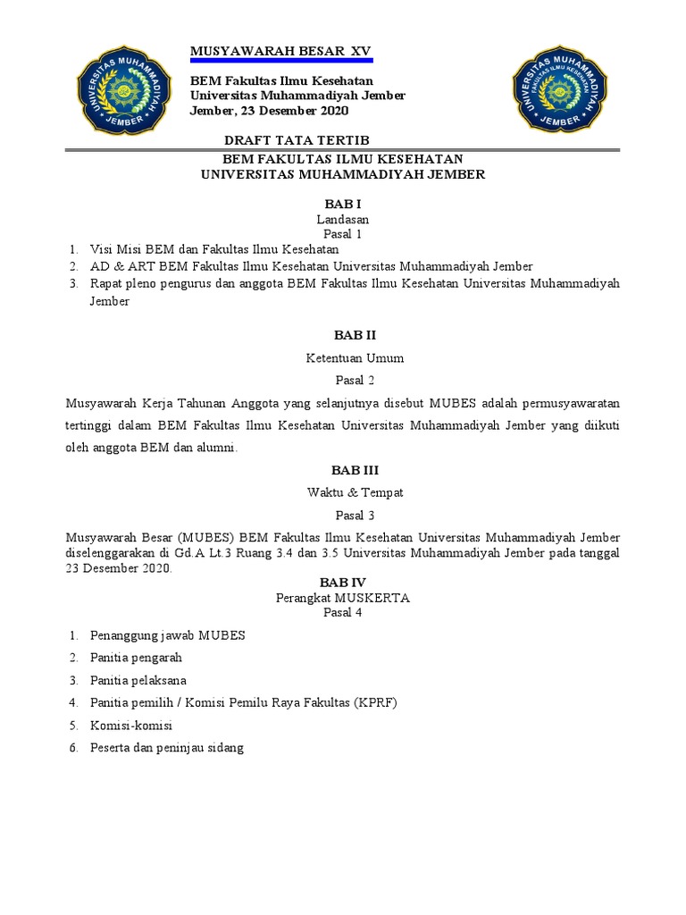 Tata Tertib MUBES XV BEM FIK UMJ | PDF